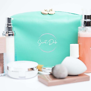 Premium PU Makeup Bag with Insulated Design & Vegan Synthetic Leather - Keep Your Makeup Safe and Dry with Water Resistant Cosmetic Bag - Perfect for Travel and Easy Cleaning