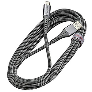 Ventev ChargeSync Braided Alloy USB Type-C Cable | USB A-C Charging Cord Fast Charging Up to 3A, USB-If Certified, Aluminum Housing, No-Fray Durability, 10Ft Steel Grey