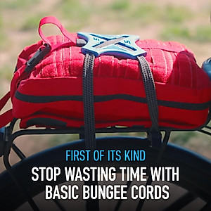 STAPLL Tack Strap – 4-Way Flat Bungee Cord with Rubber Pad Grip, Non-Slip Tie Down Straps for Motorcycle, ATV, Kayak, Cycling, Camping, Truck Storage, Adjustable Bungee Cords - 2 Pack (Orange)