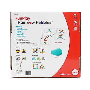 Rainbow Pebbles FunPlay Activity Set - 36 Sorting and Stacking Toys + 50 Activities + Messy Tray p- - Homeschool Kit for Kids
