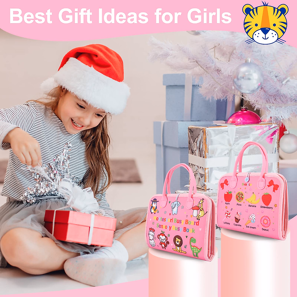 Busy Board Montessori Toys for 1 2 3 4 Year Old Toddlers Sensory Activity Busy Book for Fine Motor Skills, Airplane Car Travel Essentials for Kids Boys Girls