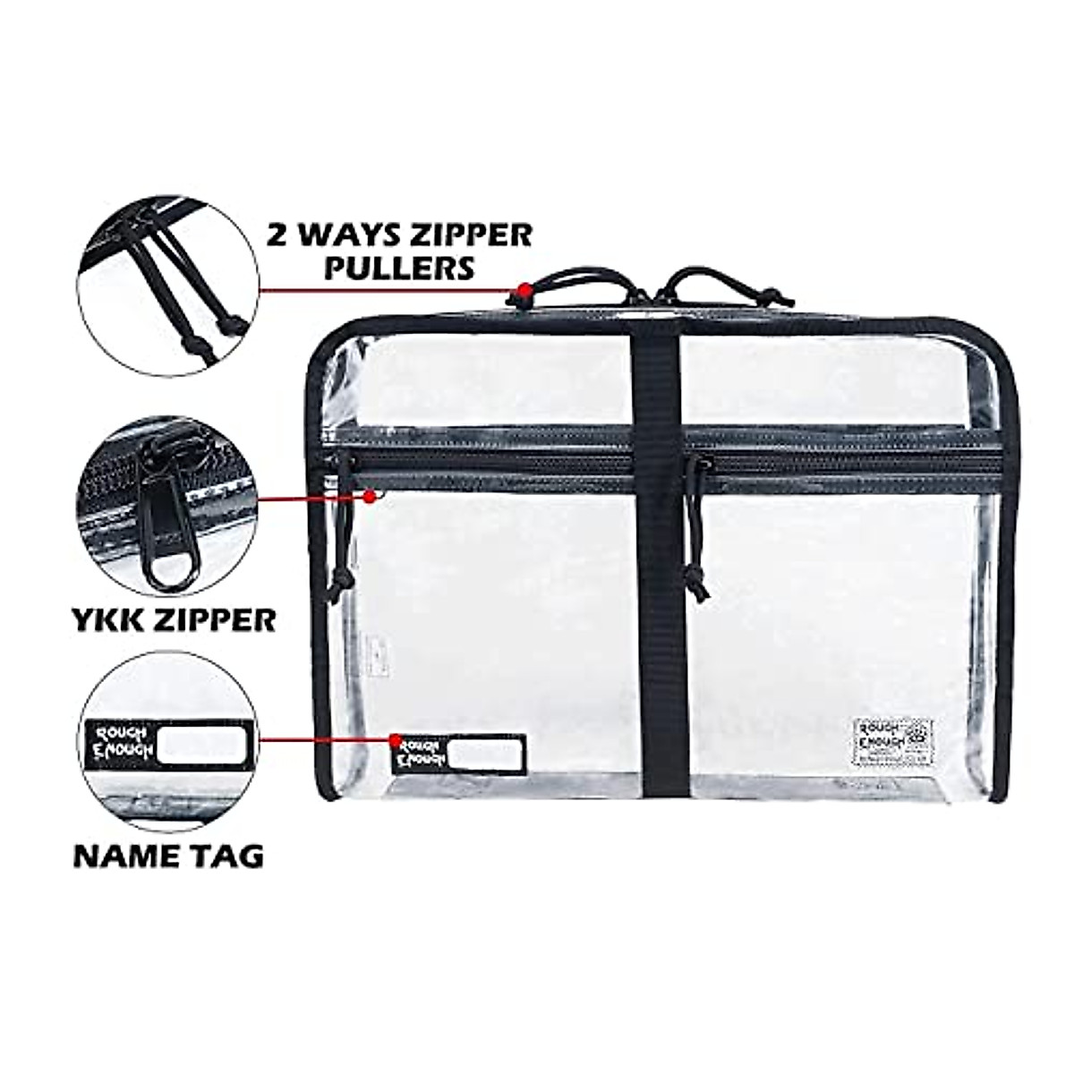 Rough Enough Clear Document Bag Plastic File Folder Pouch Organizer Art Portfolio Case Small for A4 Paper Notebook School Supplies for Teachers