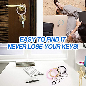 YBB 5 Pcs Silicone Wrist Keychain Bracelets, Shiny Bangle Keyring Large Circle Keychain Holder for Women Girls Christmas Valentine's Day Gift