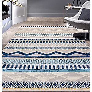 Rugshop Sky Collection Contemporary Bohemian Design Area Rug 5' x 7' Blue