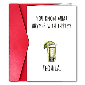 GYYsweetus Funny Tequila 30th Birthday Card, Hilarious 30 Year Old Birthday Gift for Him Her, Turning Thirty Bday Card for Sister Brother Coworker Best Friend
