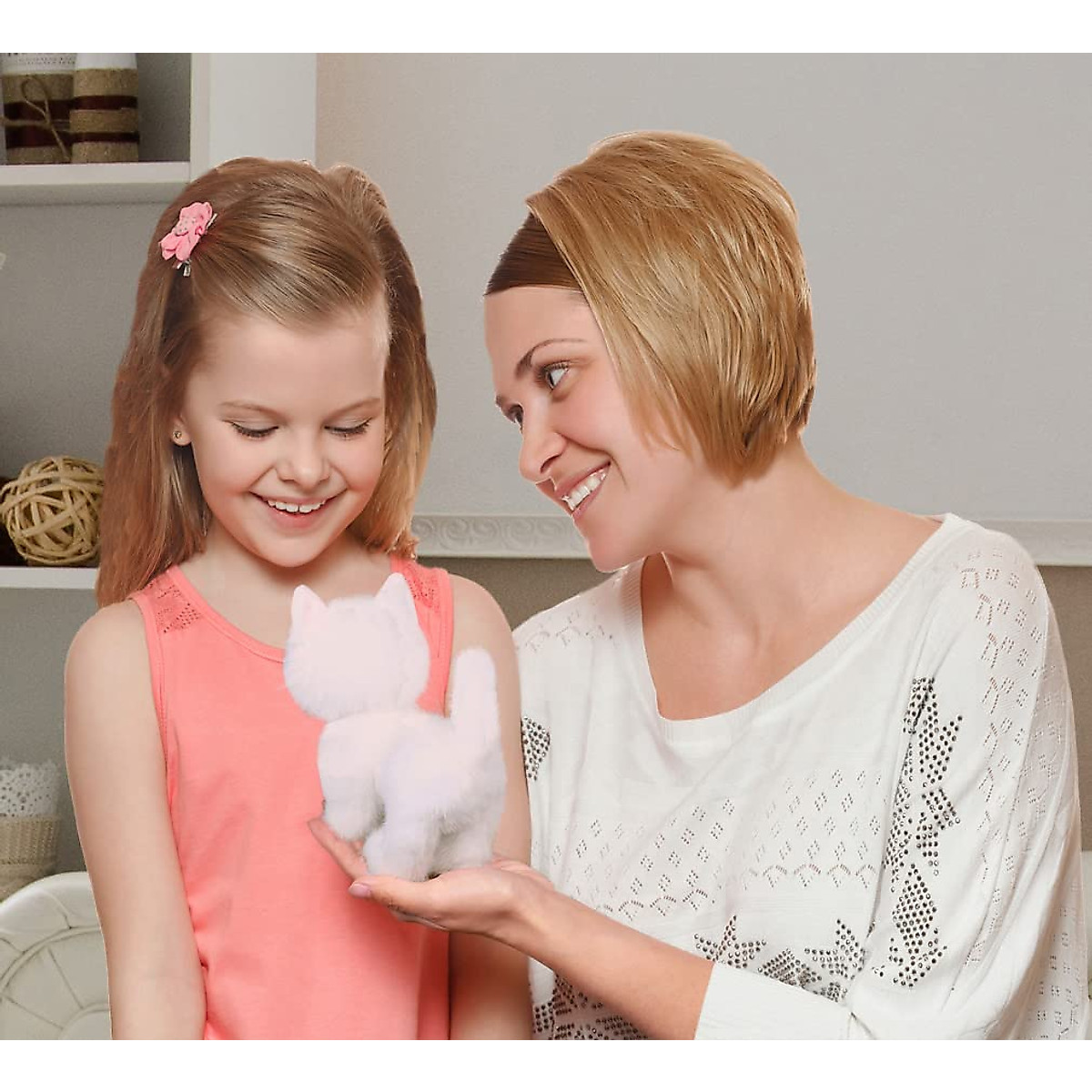 Ice King Bear Fluffy Little Cat Stuffed Animal Small Plush Toy 6 Inches (White)