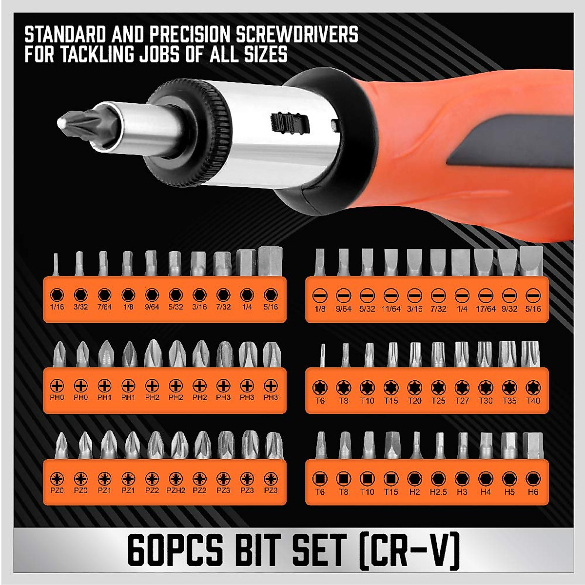 124-Piece Ultimate Screwdriver Set with Magnetic Tips & Racking, Premium Screw Driver Bits, Pricision Screwdrivers, Allen Keys, Nut Drivers and More