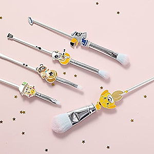 Animal-CrosingNew Hori-zons Makeup Brushes, 5Pcs Game Series White Metal Handle Soft Bristles Makeup Brush Set Tools for Women Girls