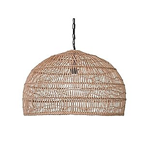 Kouboo 1050100 Open Weave Cane Rib Dome Hanging Ceiling Lamp, One Size, Wheat
