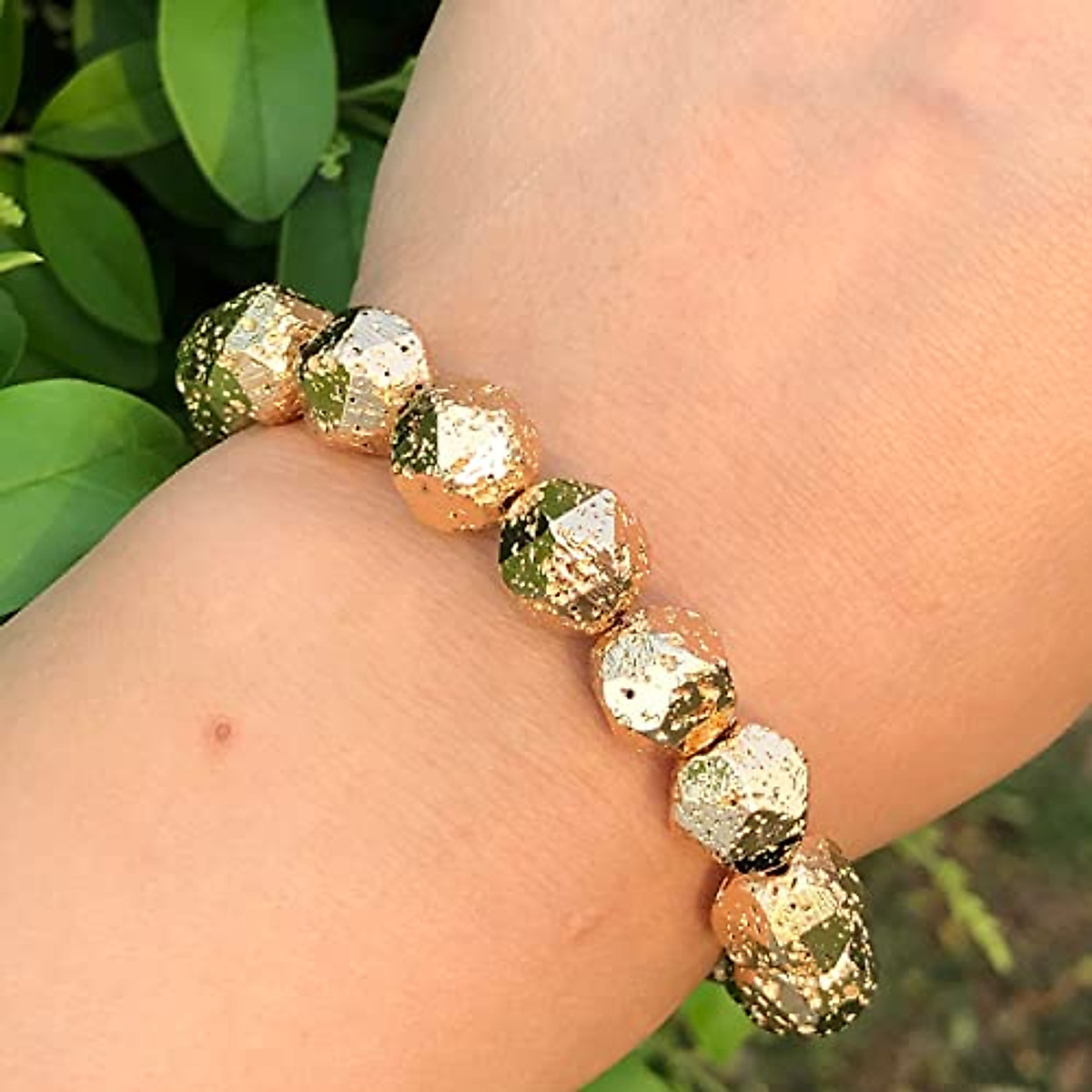 YU Natural Faceted KC Gold Rock Volcanic Lava Hematite Stone Beads Loose Spacer Beads for Jewelry Making DIY Energy Bracelet T309 (Color : Blue Green, Item Diameter : 6mm 60-63pcs)