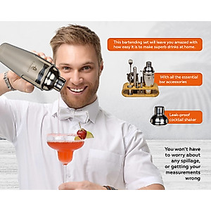 ELEMENTER Cocktail Shaker Set - Mixologist Bartender kit 10-Piece, Crafted from Stainless Steel, All The Accessories You Need to Mix The Perfect Drink or Martini, Cocktail kit Perfect for Gifts.