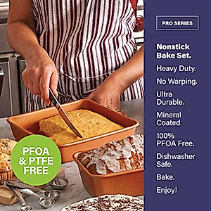 Gotham Steel Ultra Nonstick Square Baking Pan, Dishwasher Safe Square Cake Pan with No Warp & Even Heating Technology, Oven & Metal Utensil Safe, Brownie Pan & Cake Baking Pan – XL 9.5” x 9.5” x 2”