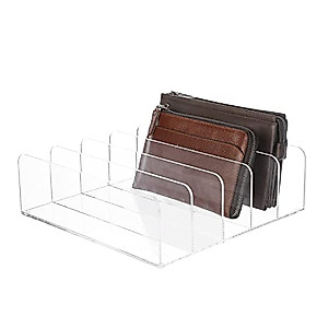 MyGift Clear Premium Acrylic Wallet and Small Purse Organizer with 5 Divided Sections, Clutch Tray Drawer Storage Organizer