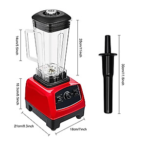 Xuthusman 3HP 2 Liter Blender Professional Milkshake Fresh Juice Blender Heavy Duty Commercial Power Blender Smoothie Mixer 2200W Kitchen Juicer (Red)