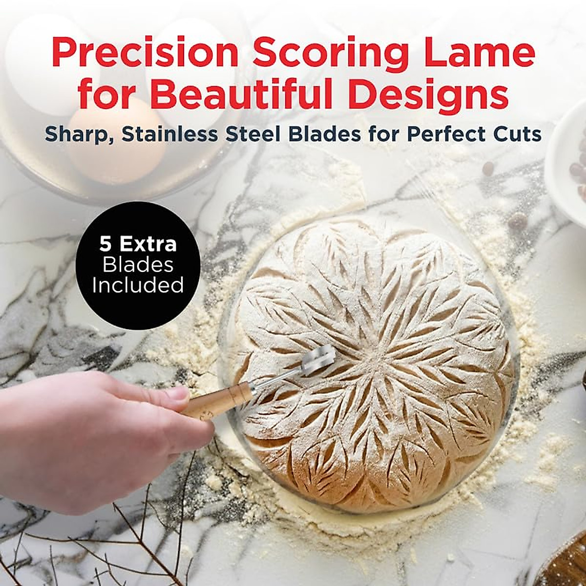 Bread Proofing Basket Set of 2 - Round 9" & Oval 8" Sourdough Bread Baking Supplies w/Linen Liner, Scrapers, Scoring Lame, Whisk, Blades Banneton Proofing Baskets - Sourdough Starter Kit for Beginners