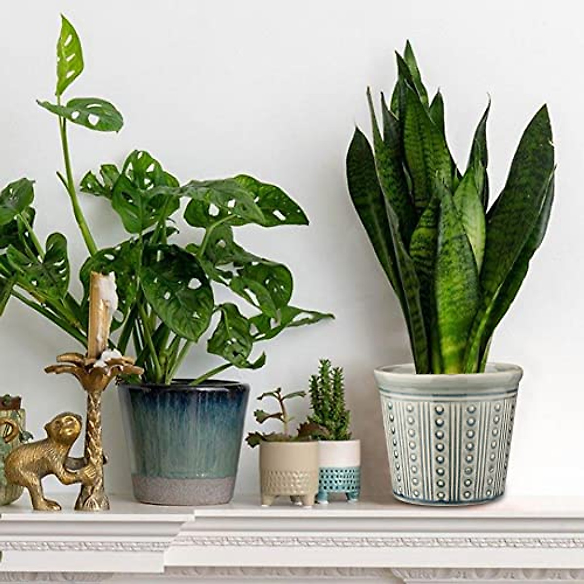 Ceramic Planters for Indoor Plants 4.7 inches Set of 3 Glazed Plant Pots Boho Flower Pots for Succulent Snake Plant Herb Orchid Houseplant Garden Home Office