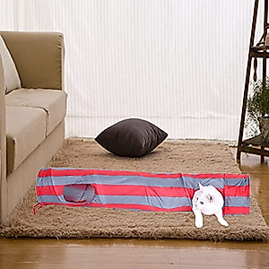 Tfwadmx Bunny Tunnel, Rabbit Tunnels and Tubes, Collapsible Hideaway Small Animal Activity Toys with 3 Grass Ball for Chinchillas Ferrets Guinea Pigs Gerbils Hamsters Rats, Size - 51 x 10 in