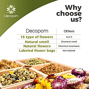 Dried Flowers and Herbs for Soap Making - 18 Varieties Rose Buds Jasmine Lavender Dry Flower Petals - Lip Gloss Witchcraft Supplies Resin Jewelry Essential Oils for Candle Crafts Nail Art Bath Bombs