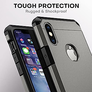 ImpactStrong Compatible with iPhone X Case/iPhone Xs Case, Heavy Duty Dual Layer Protection Cover Heavy Duty Case Designed for iPhone X/Xs 5.8 inch (2018) - Gun Metal