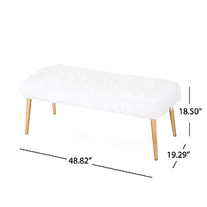 Christopher Knight Home Magnus Long Hair Furry Ottoman, White