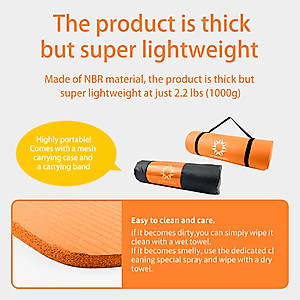 Primasole 1/2" Thick Padded NBR Yoga Mat, 72"x24" Textured Exercise Mat with Carry Strap & Case - 6 Colors, Lightweight Portable(2.1lbs) for Yoga, Pilates, Home & Gym