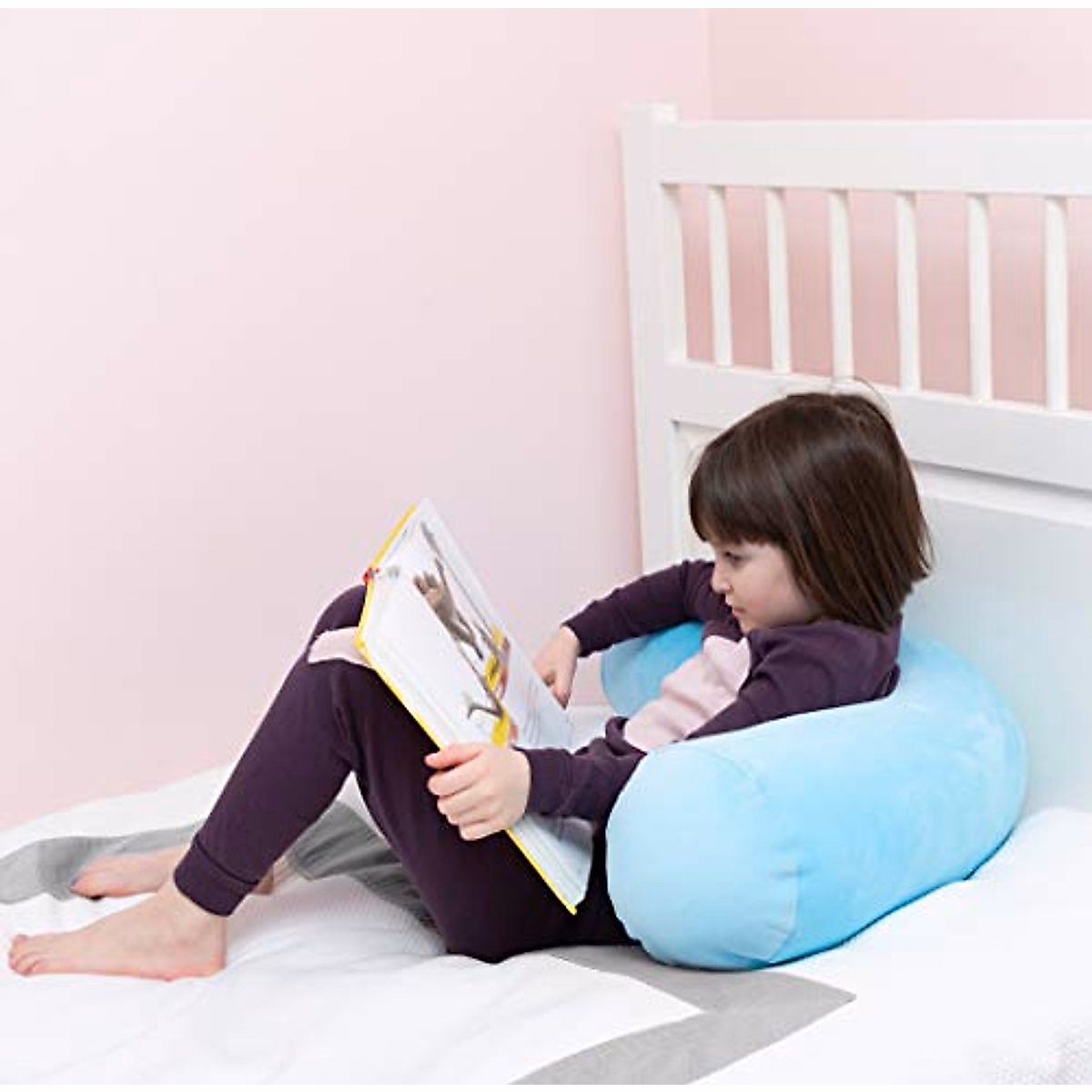 Dash Sensations Sensory Kids Body Pillow – Ultra Soft Plush Removable Cover – Large 30” Roll Cushion with Tactile Mini Beads for Naps, Sleeping, Play and Relaxation (Blue)