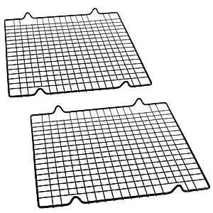 Cosmos 2 Pcs Non Stick Baking Cooling Rack - Non-Stick Drying Cooling Wire Rack Baking Racks Cooling Black for Cooling Cake Cookie, Metal Cooking Rack for Cooling Baking 10 x 11 inches