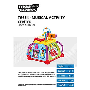 Think Gizmos 6-in-1 Musical Activity Cube 1st Birthday Gifts for 1 2 3 Year Old Boys or Girls - Feature Packed Entertainment Toy for Toddlers