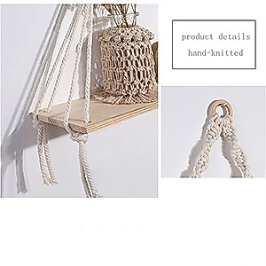 LIZHOUMIL Macrame Wall Hanging Shelf,Boho Floating Shelves,Macrame Hanging Plant Shelf Boho,Handmade Rustic Hanger Planter Rack Flower Pot Stand Holder for Bedroom,Bathroom,Living Room