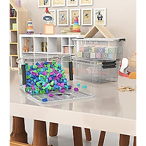 WYT Clear Storage Latch Bins, 6-Pack Storage Organizer Box with Handle and Lids, 5-Litre