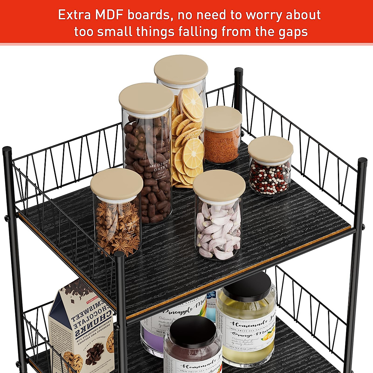 4 Tier Water Bottle Organizer Shelf Bottled Water Storage Rack for Floor Metal Wire Rack Shelving Standing Shelf Units for Pantry Kitchen Bathroom House, Black