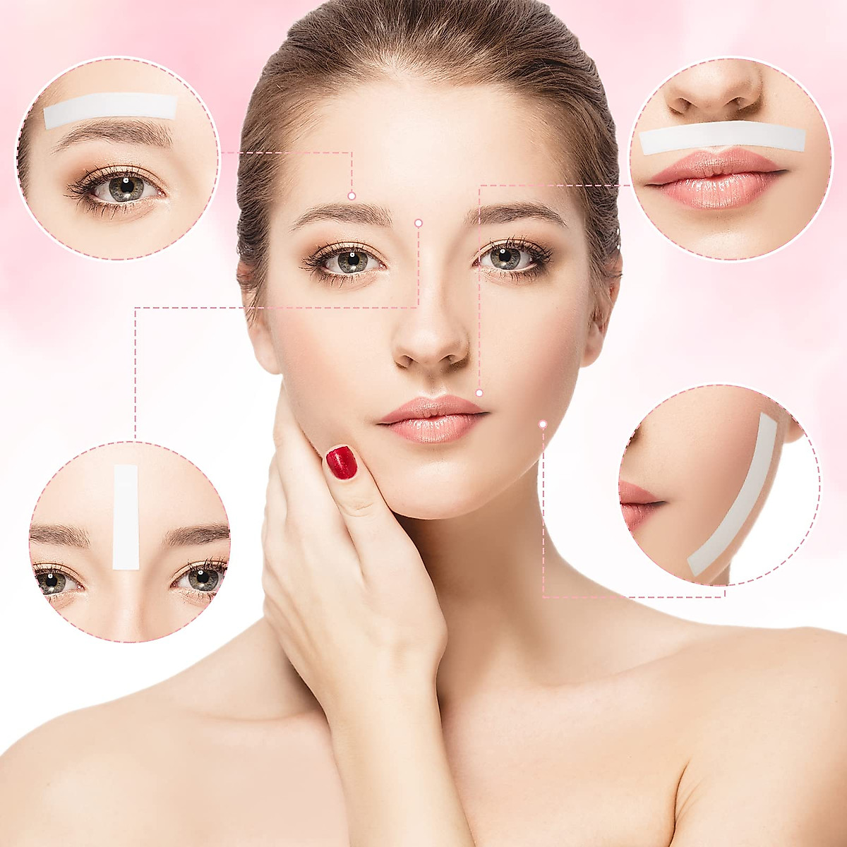 Waxing Kit with 400 White Wax Paper Cloth Eyebrow Strips, 200 Wooden Applicator Sticks for Body Hair Removal