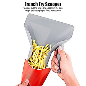 French Fry Scoop,Household Dual Handle French Fries Shovel,High Quality PC Material Popcorn and Nuts Scoop,Candy Bagging Shovel for Home and Commercial(Gray)