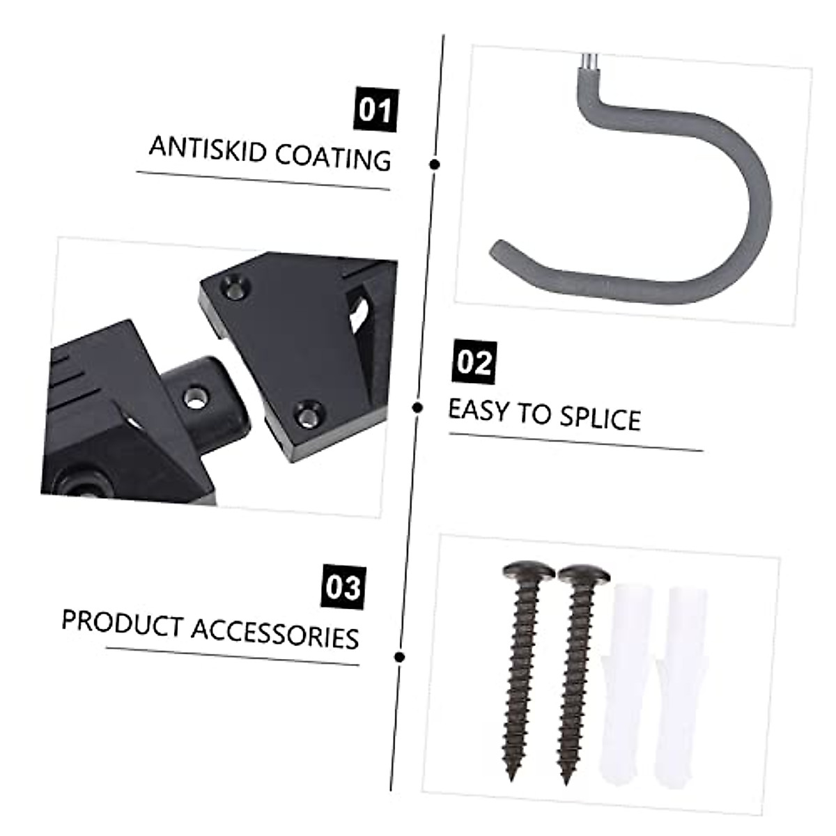 WOONEKY 1 Set Tool Storage Hanging Strip Bulk Items Wall Mount Utility Hook Storage Rack Hook Wall Floating Shelf Household Tool Organizer Storage Hooks Coat Hangers Broom Holder Metal