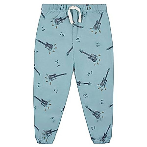 Gerber Baby Boys Toddler 2-Piece Fleece Sweatshirt and Jogger Set, Teal Guitars, 3T