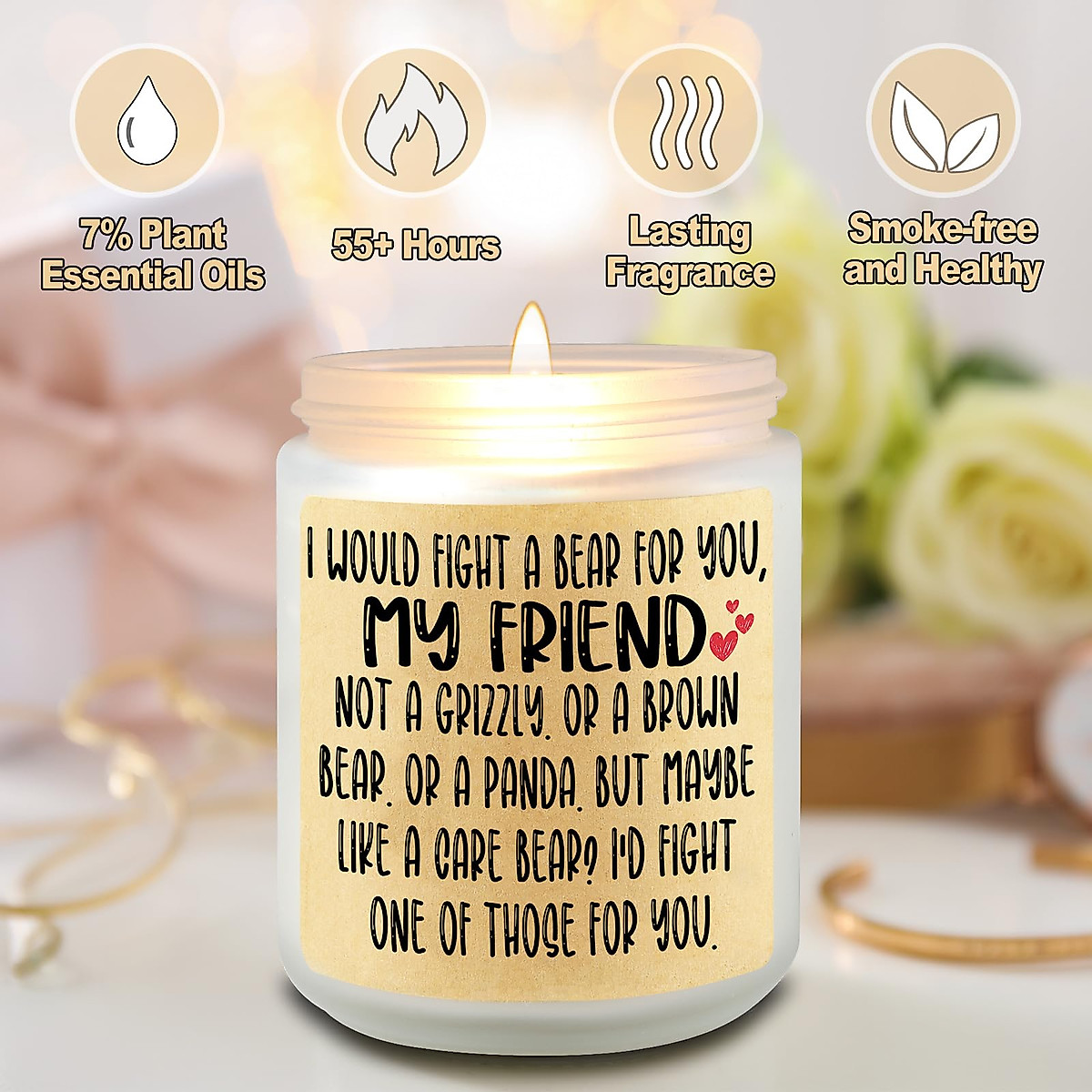 AharHora Friend Gifts for Women, Natural Soy Wax Candles Funny Gifts for Friend, Friendship Gifts for Women Friends, Birthday Gifts for Friend - Friendship Candles