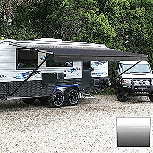 Suncode RV Awning Premium Grade Vinyl Canopy Replacement Waterpoof 14 Feet Camper Awning Replacement Shade Screen Black Fade