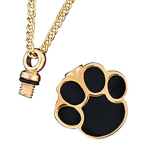 Q&Locket Gold Plated Dog Cat Paw Print Urn Necklace for Ashes Memorial Cremation Jewelry