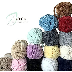FINECE Soft Velvet Yarn Chenille Yarn for Crocheting Baby Blanket Yarn for Knitting 100 gr (132 yds) Fancy Yarn for Crochet Weaving Craft Amigurumi Yarn (1 Skein, 2040 - Light Camel)