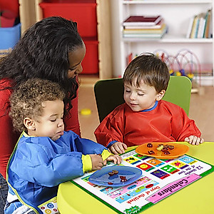 teytoy Kids Placemats Set of 5, Laminated Toddler Educational Learning Table Place Mats, Alphabet Math Shapes Colors Calendar, Children Montessori Eat Mat No Slip Waterproof Heat Resistant 17x12inch