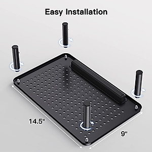 LORYERGO Monitor Stand, Computer Monitor Stand with Slot, Monitor Stand Riser with Adjustable Height, Laptop Stand for Desk with Ventilated Platform, Laptop Shelf, Monitor Shelf, for Home & Office
