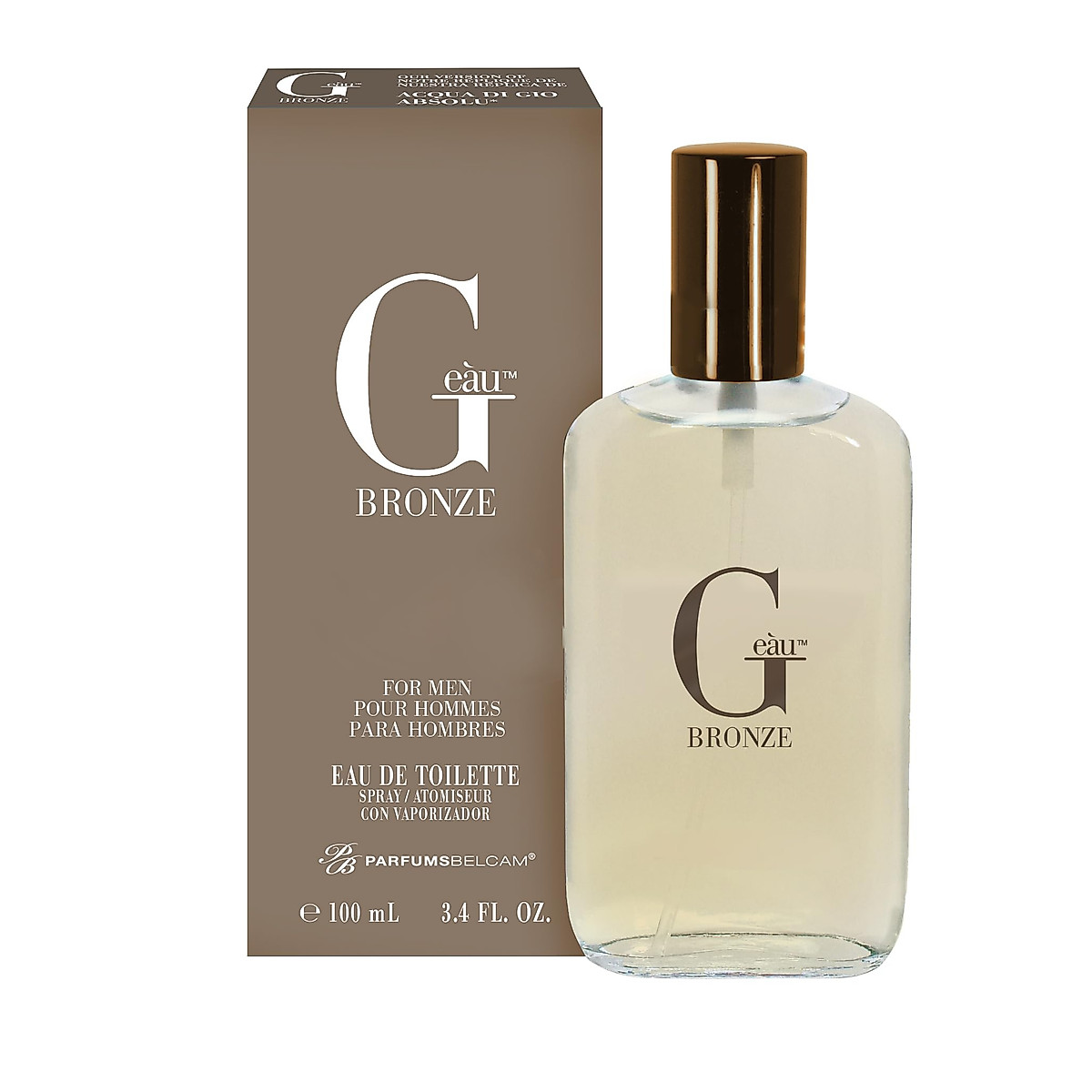 PB ParfumsBelcam G Eau Bronze Eau de Toilette Spray, Our Version of a Designer, 3.4 Fl Oz.