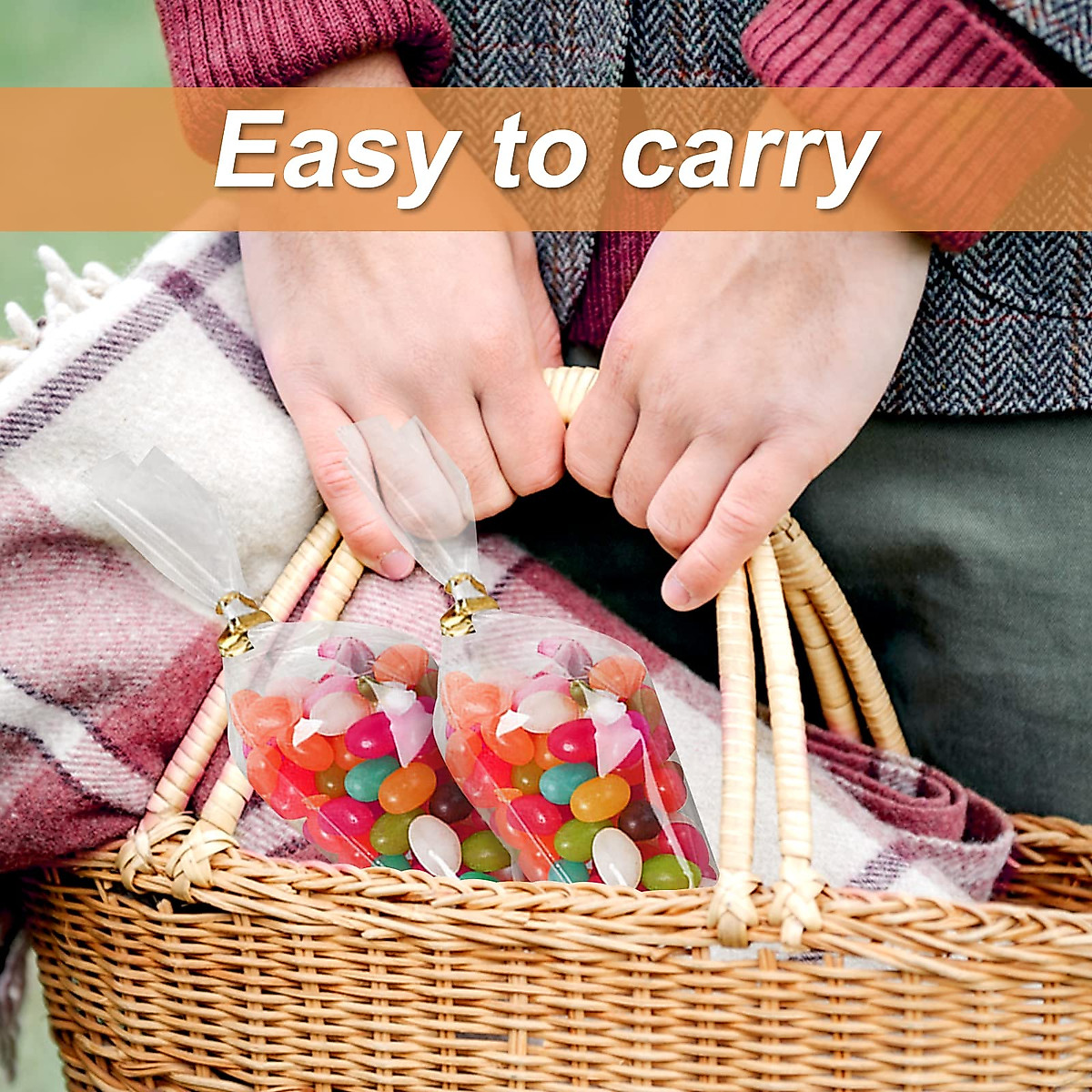 SBYURE 200 Pcs Clear Cone Shaped Treat Bags Cellophane Triangle Candy Bags with 200 Twist Ties for Favor Candy Popcorn Handmade Cookies Sweets Crafts,15'' x7''