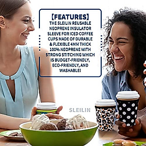 3 Pack Reusable Neoprene Insulator Sleeve for Iced Coffee Cups, Coffee Coozie sleeves with handle for Iced & Hot Drinks, Insulated Cup Holder, Neoprene Can Coozie sleeves with Insulated Sleeves