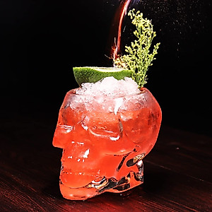 USEEKRIL Funny skull Wine Glass,Drinking Glass,Large Glasses,Vodka Spirits Cup Glass,Gift,Engraved Design,New Crystal Skull Cup,Halloween Decorations Gifts(350ML)