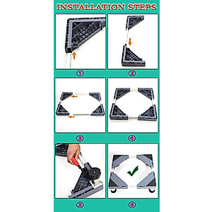 Washer and Dryer stand-Adjustable Refrigerator stand with 4 Heavy Duty Feet Increase 9.4~10.6 inch Height Max Load 570LB/260KG,YiHYSj