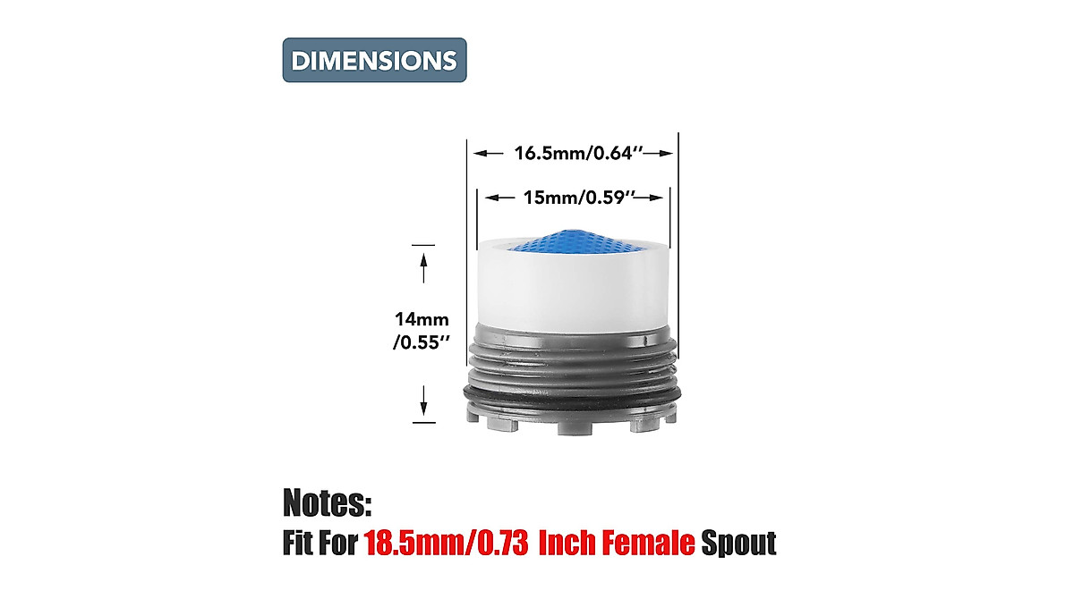 5 Pcs 16.5mm Faucet Aerator | 1.2GPM Water Flow Restrictor