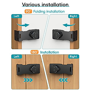 I-EASYDWW Cabinet Password Hasp Lock, Cabinet Keyless Lock with Screws, Cabinet Combination Lock for Small Door, Cabinets, Barn Door, Bathroom, Outdoor, Garage, Garden, Black, 2 Pack