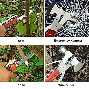 Camping Gear Multitool, Cool & Unique Christmas Gifts for Men Dad Husband Boyfriend, 18-in-1 Survival Gear for Outdoor Hunting Hiking, Emergency Escape Tool with Axe,Hammer,Plier,Knife,Bottle Opener