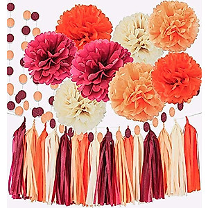 Fall Bridal Shower Decorations/Burgundy Fall Birthday Decorations Women/Burgundy Orange Champagne Party Decorations/Fall Wedding Decorations Maroon Burgundy Wedding/Thanksgving Party Decorations